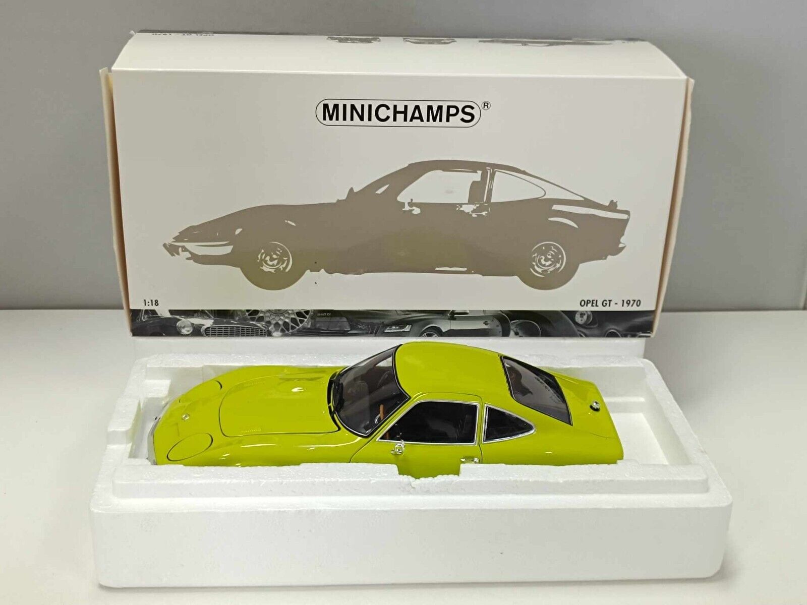 Opel GT 1972 Yellow Yellow - Minichamps 1:18 Used + Box – GamesModels Shop